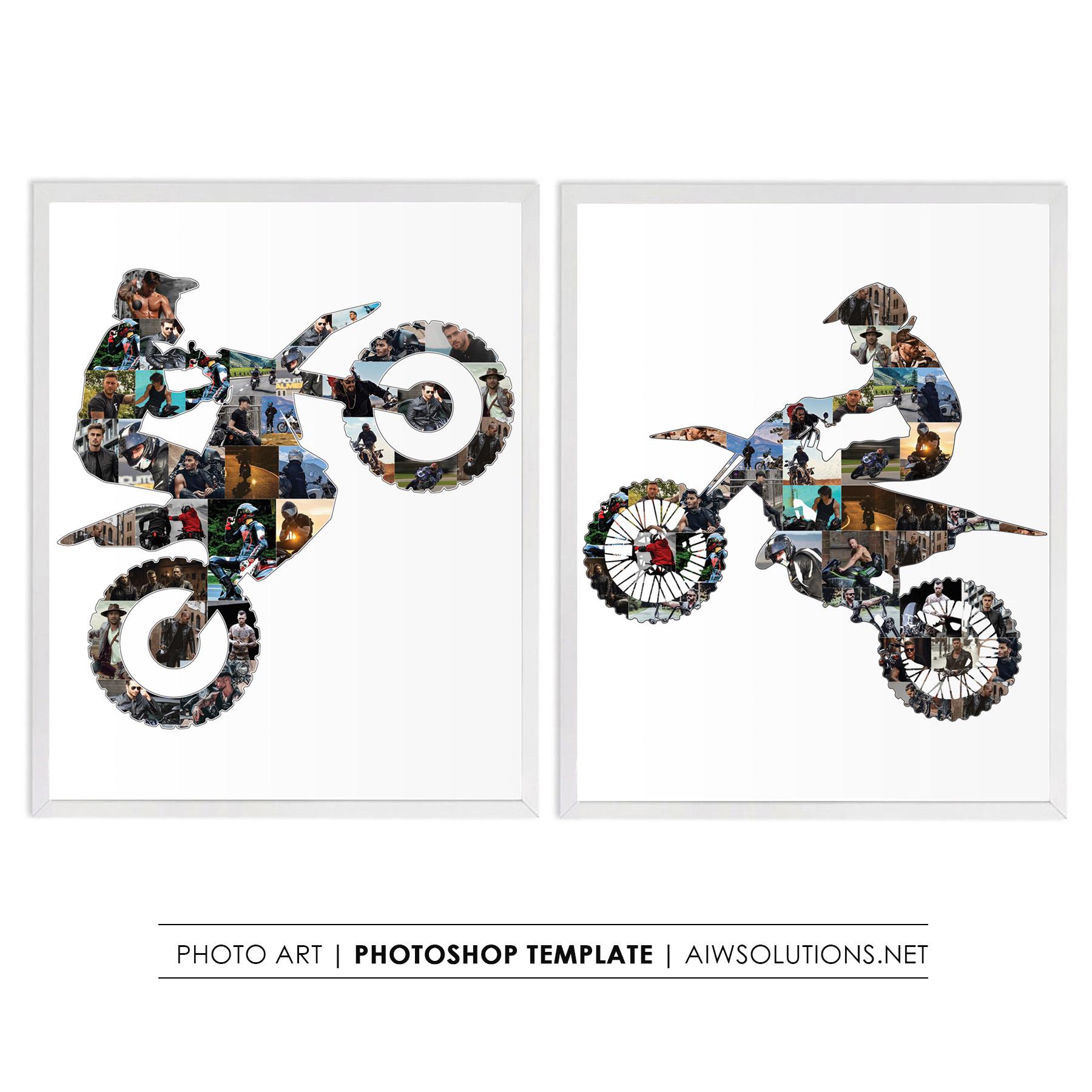 Biker Photo Collages Template,motorcycle Shape ,2 Motorcycle Templates ...