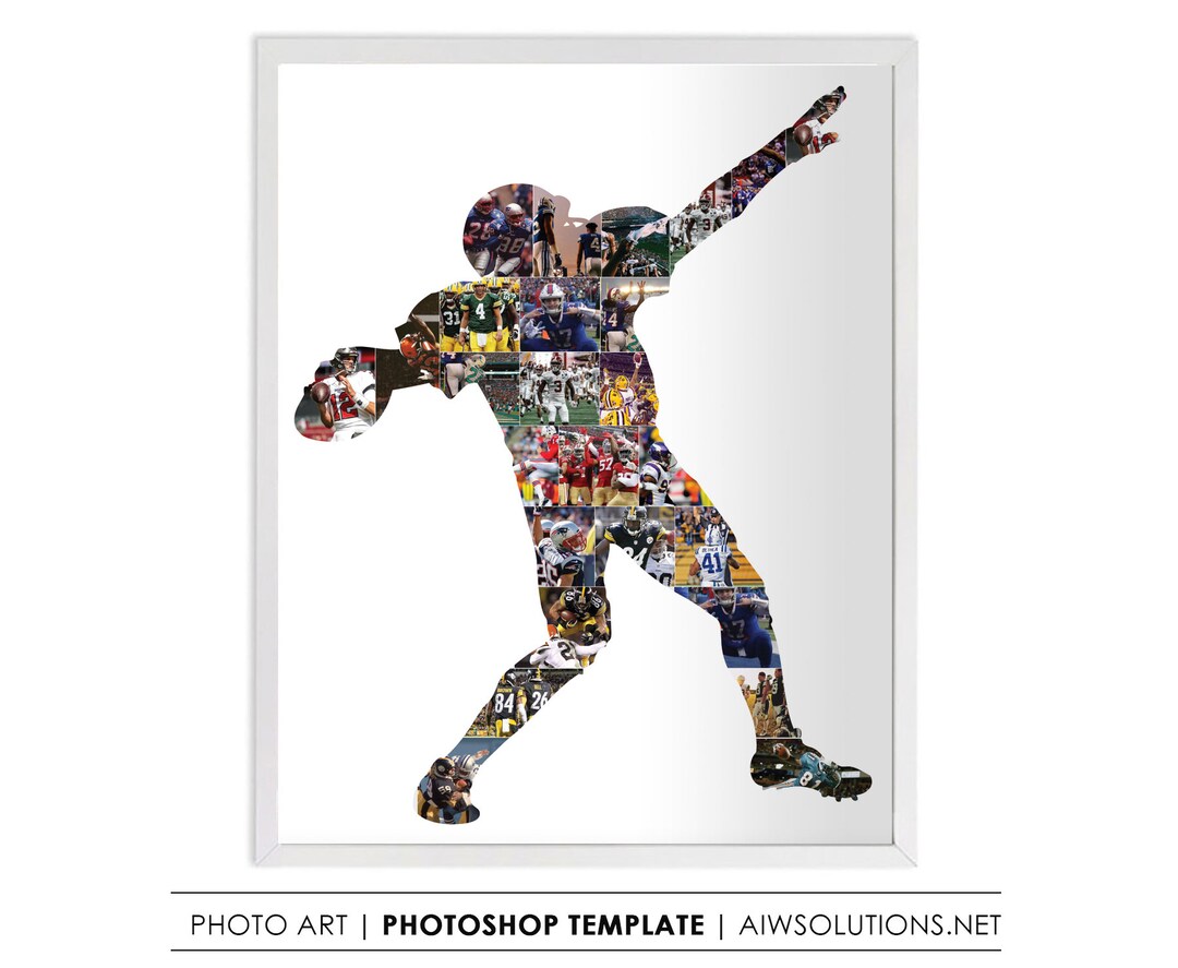 American Football Player Photo Collage Template, Rugby Player Gift ...