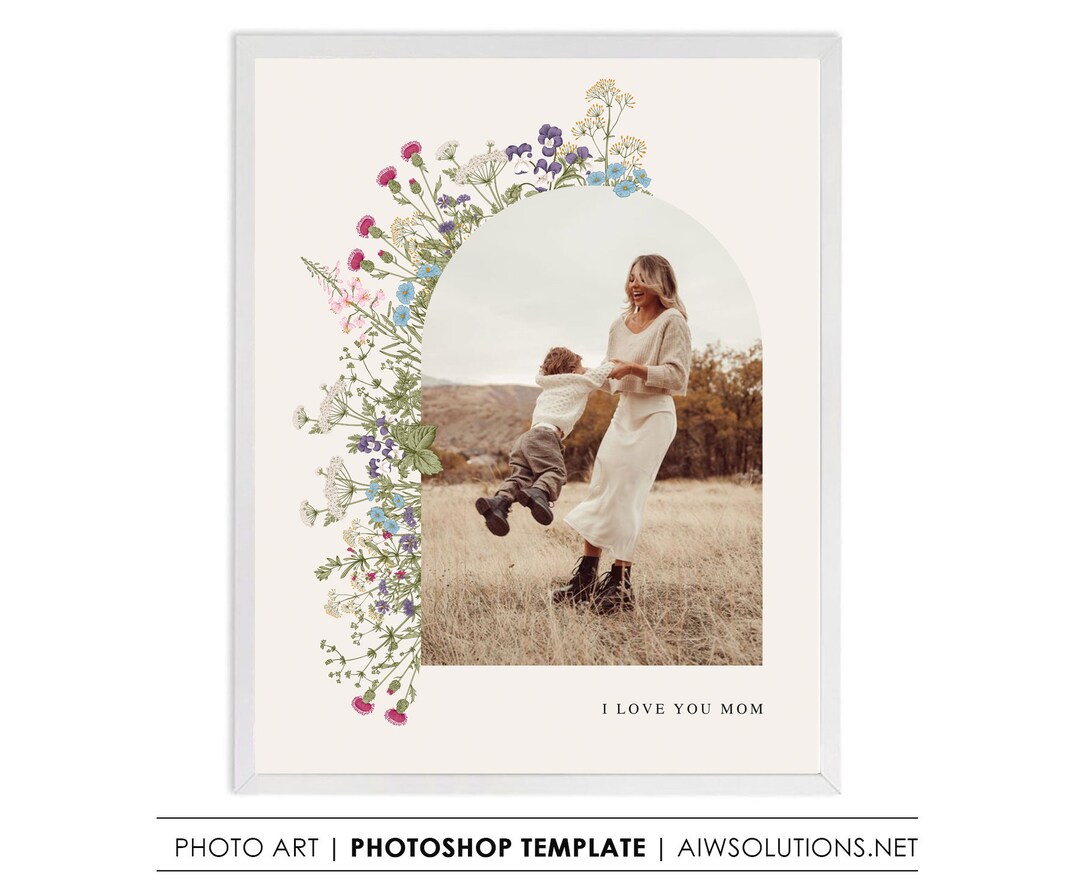 Wild Flower Photo Art Template,floral Frame Wedding Photo Art Template ...
