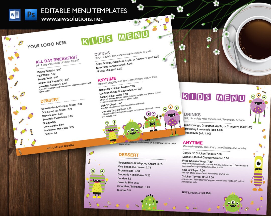 Canva Kids' Meal Menu , Kids Menu, Restaurant Kid Style, Kid Menu ...