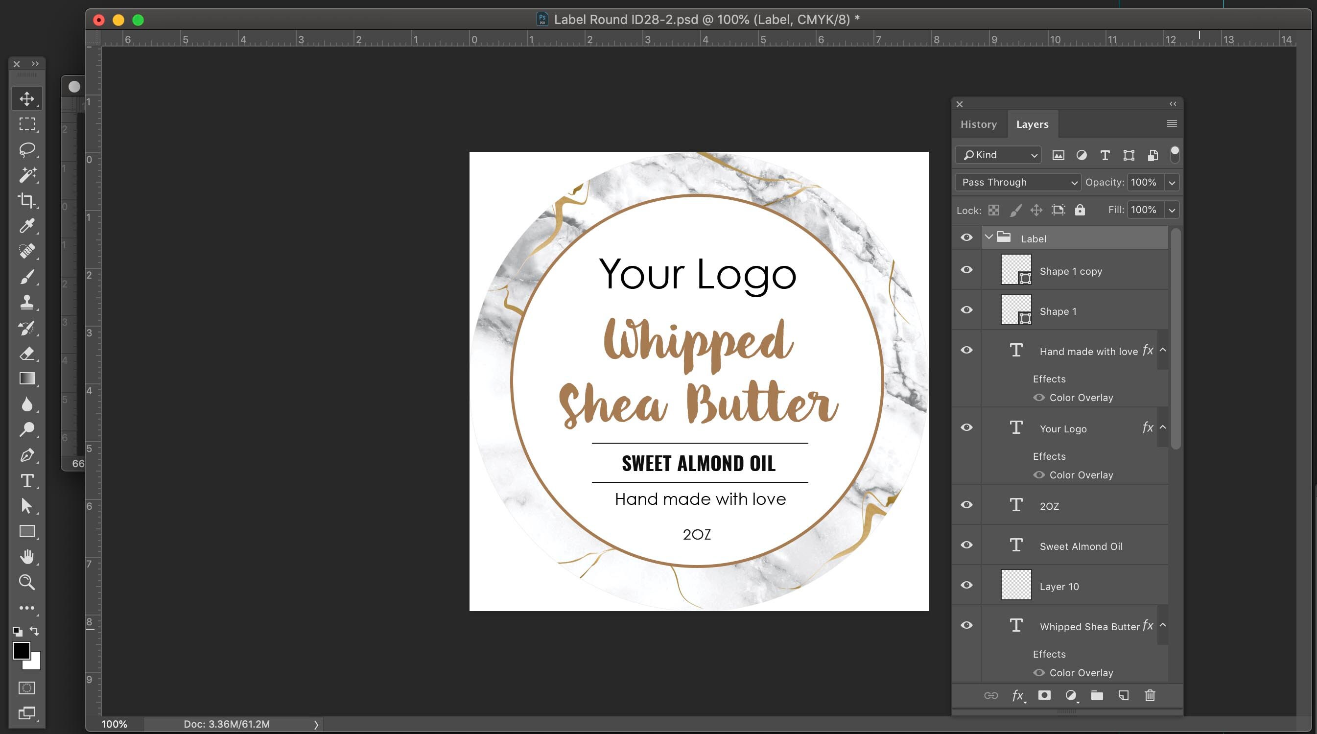 Photoshop Marble Backing Style Label Template, Body Butter Label, Body ...