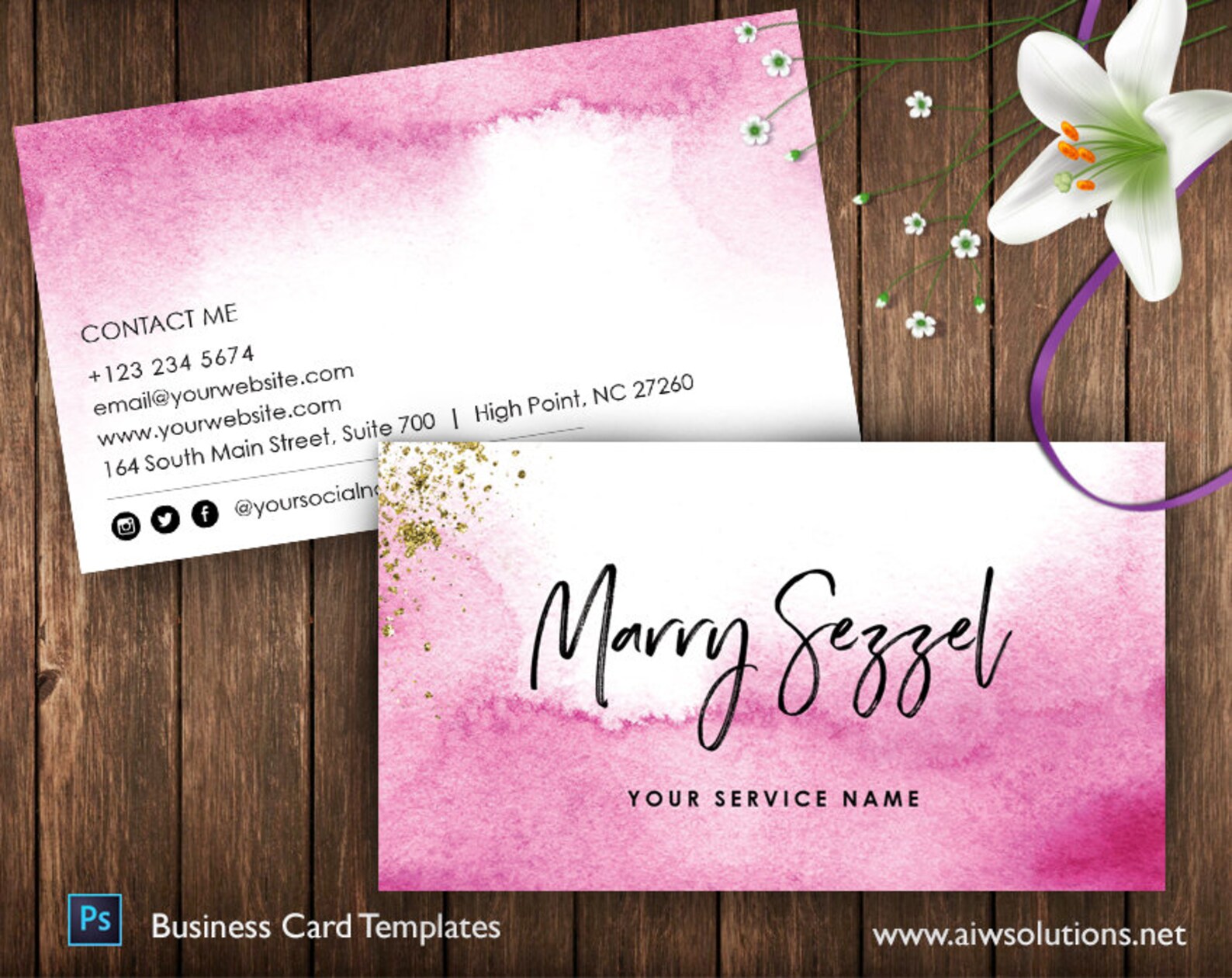Artist Name Cardgold and Pink Style Minimalist Business | Etsy