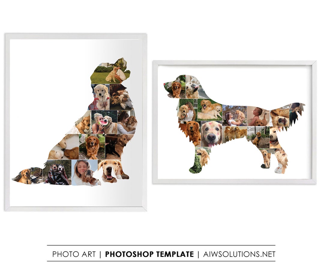 Conjunto de 2 plantillas de collage de fotos de perros, collage de ...