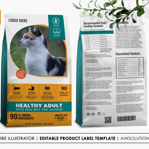 Cat Food Packaging Template, Pet Food Bag Design Template,personalized ...