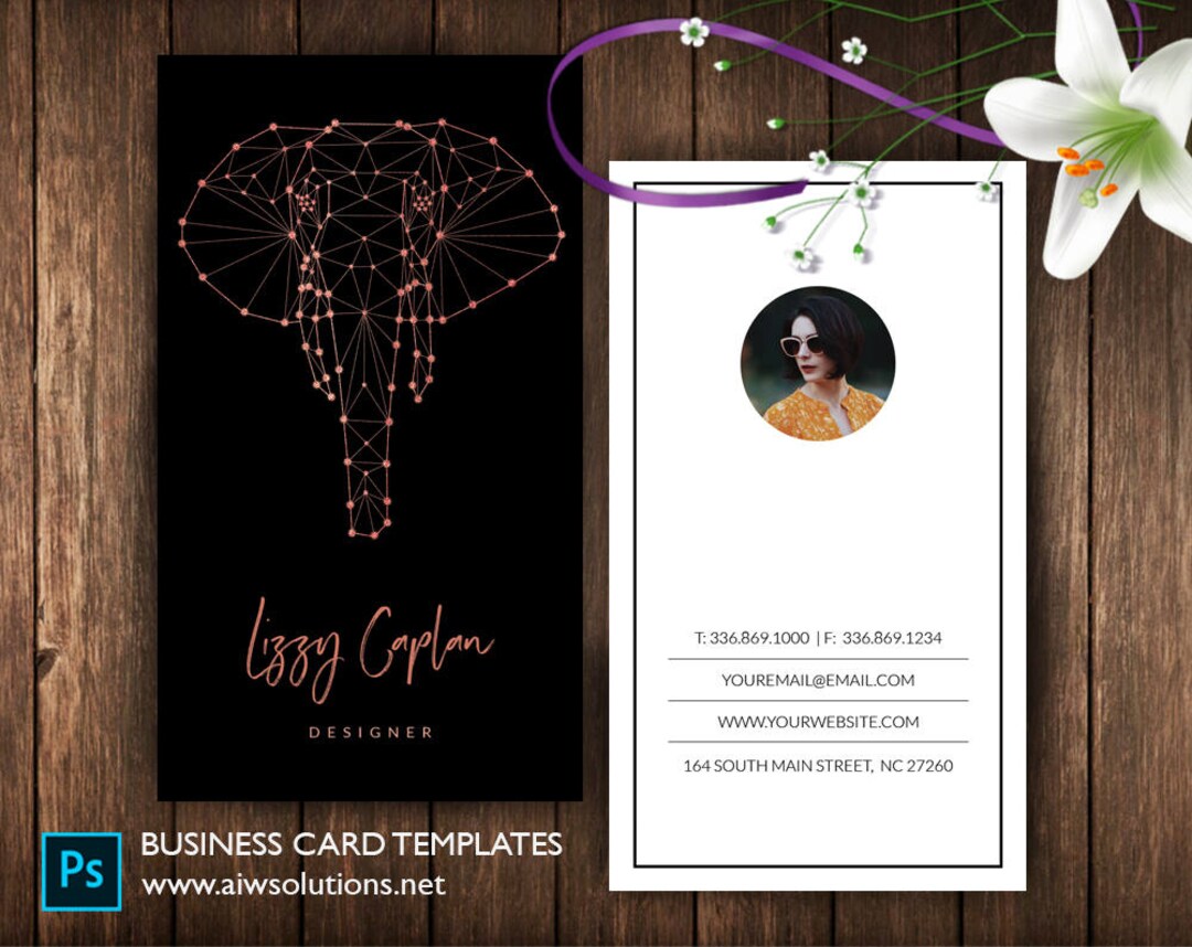 Elephant Glitter Calling Card,elephant Constellation Name Card Template ...