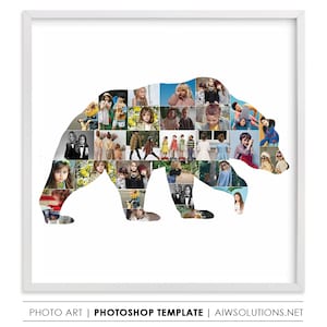 Bear Photo Collage Gift, Bear Art Gift, Bear Shape, Bear Print, Animal ...