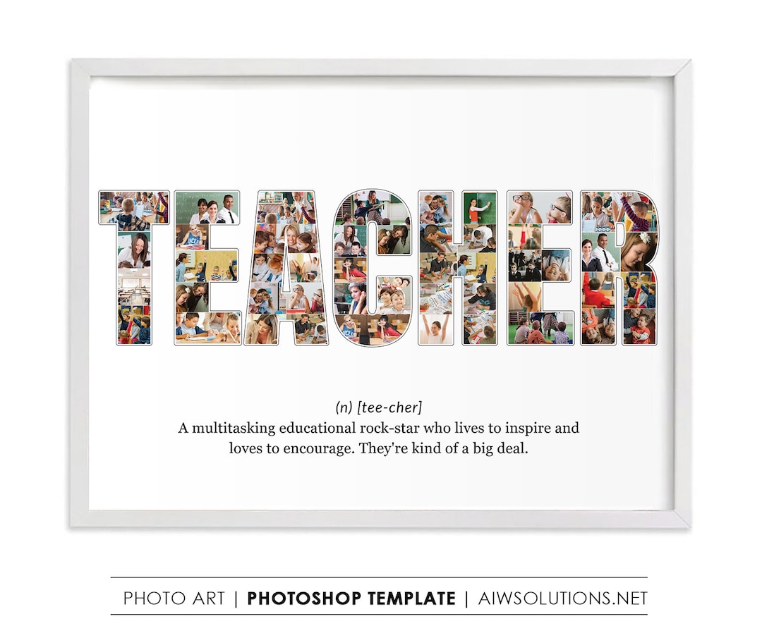 Teacher Shape Photo Collage,gifts for Teacher Appreciation,school Photo ...