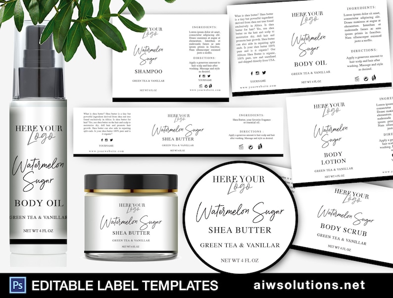 Minimal Cosmetics Label Simple Product Label Black and White - Etsy