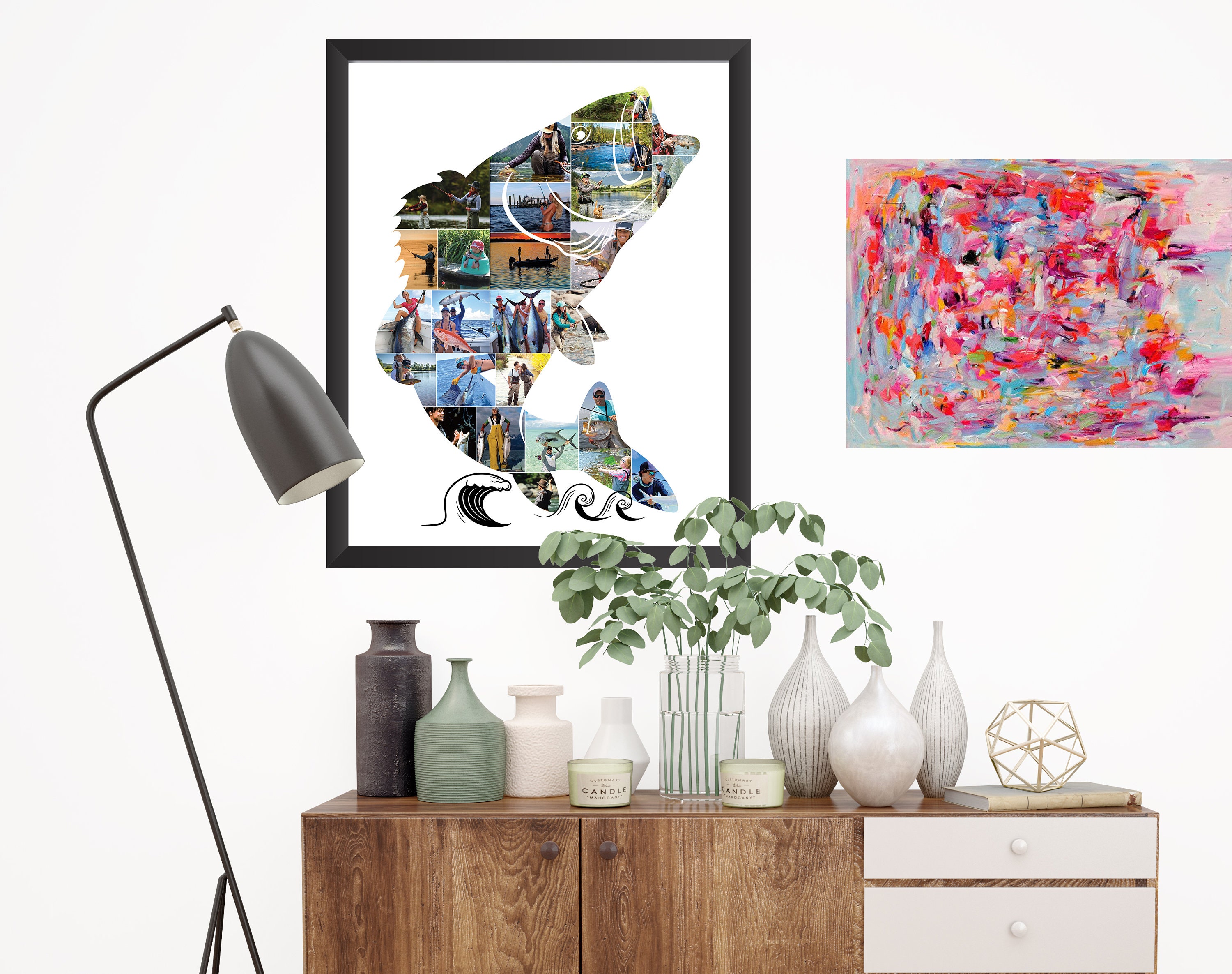 Fishing Photo Collage Template Fish Shape Fishing Art Shape | Etsy UK