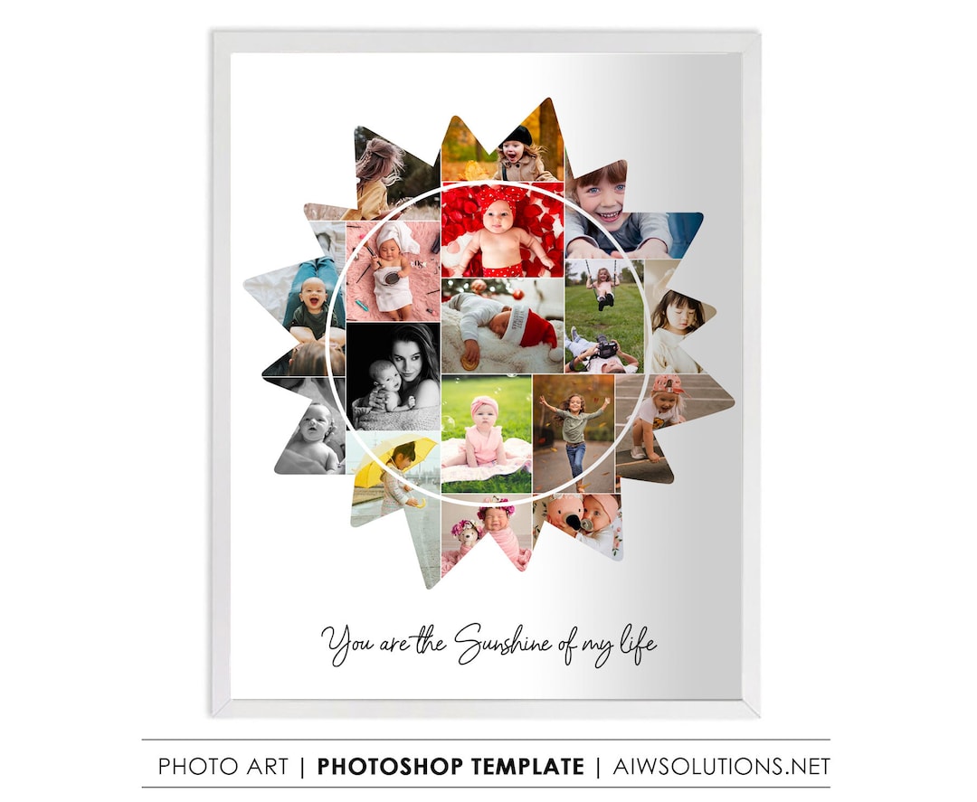 Sun Shape Photo Collage Template,sunburst Photo Collage, Circular Collage, Sun Collage, Photo ...
