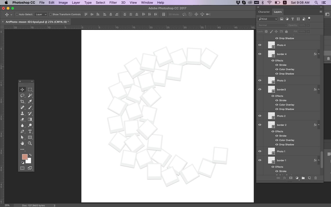 Moon Shape Photo Collage Templates, Moon Photo Collage Template, FAMILY ...