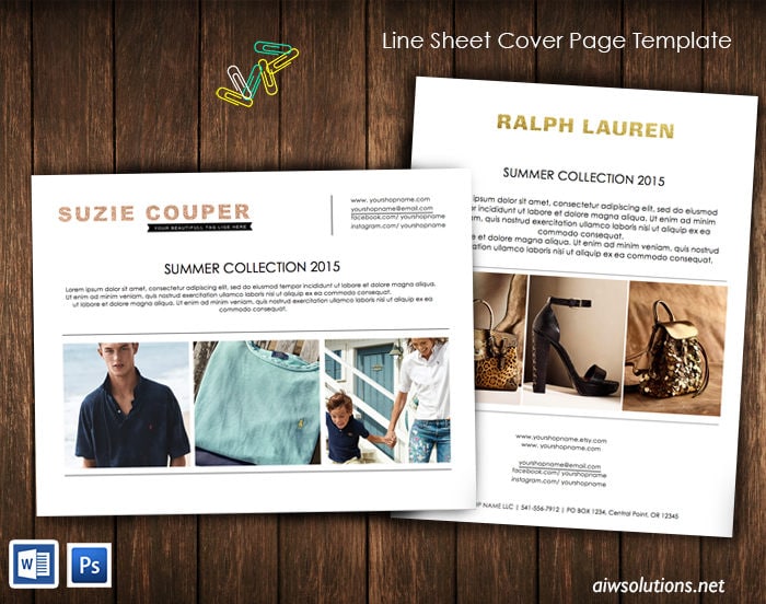 Wholesale line sheet cover page Line Sheet cover product | Etsy