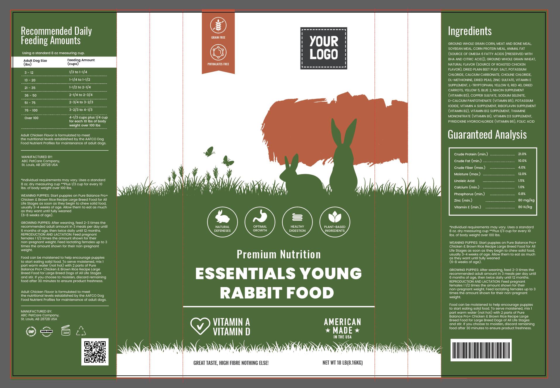 Rabbit Food Packaging Template, Rabbit Feed Packaging, Bunny Food ...