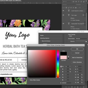 Stand up Pouch Label Template, Calendula and Lavender Label Template ...