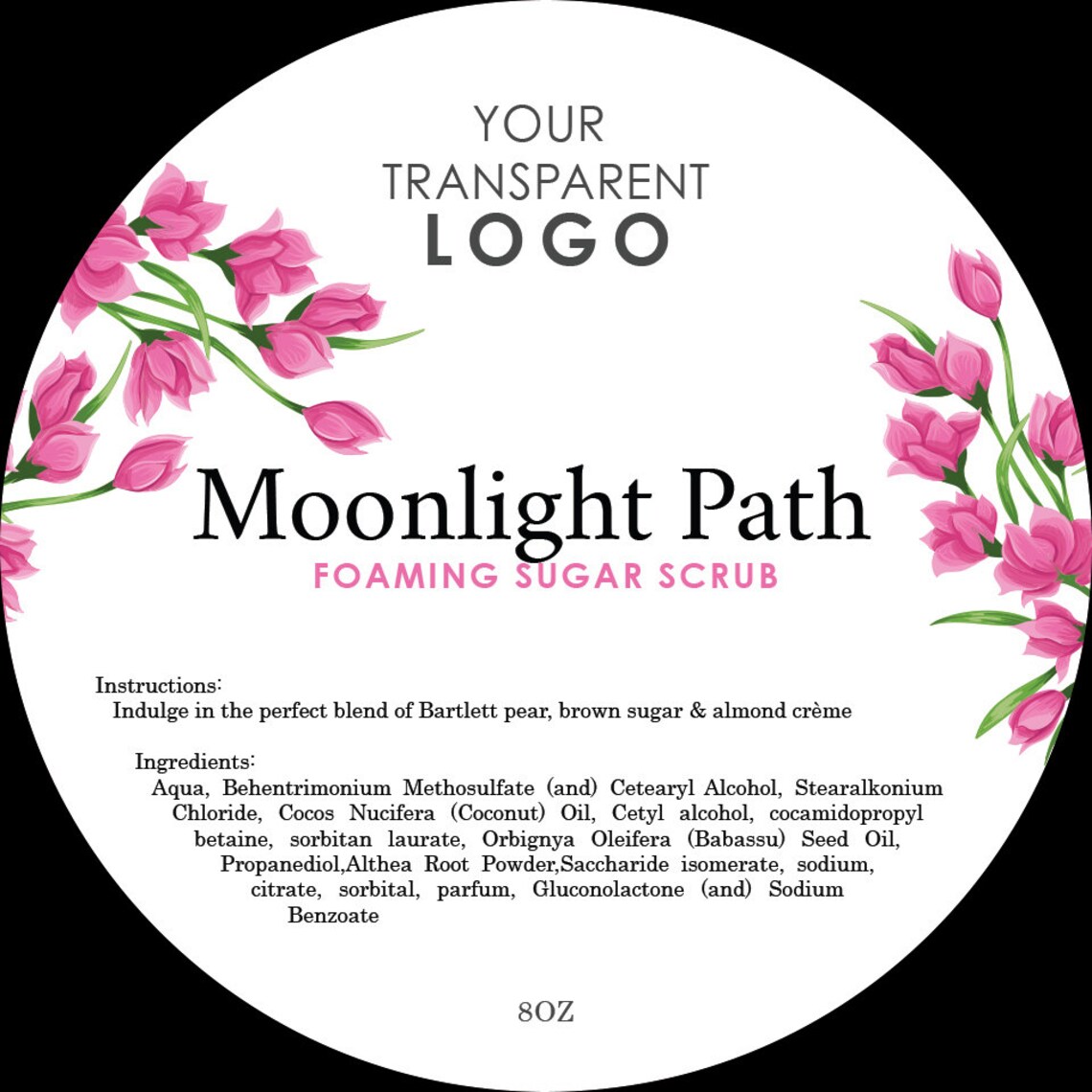 Round Label Template,cosmetics Label, Scrubs & Bath Label, Body Wash ...