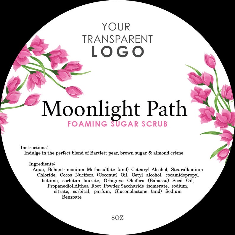 Round Label Template,cosmetics Label, Scrubs & Bath Label, Body Wash ...