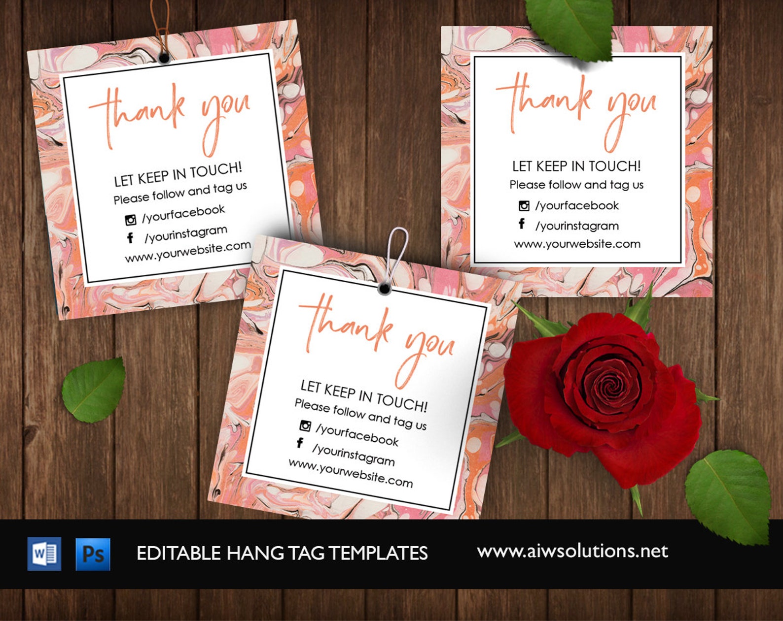 Small Business Mini Tags Square Tags Gift Tags Pink Flower - Etsy