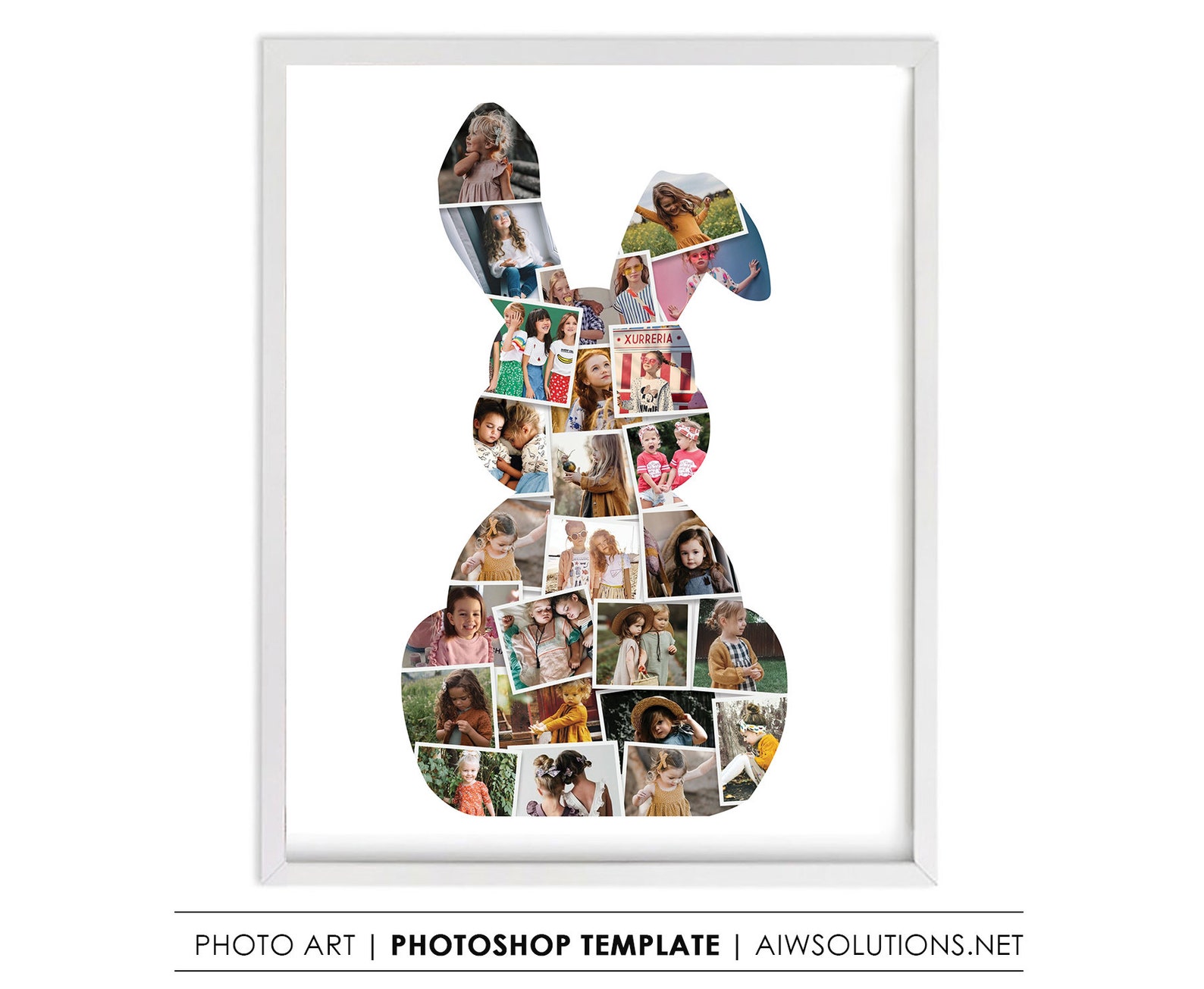 Hare Shape Photo Collage Rabbit Shape Photo Collage Easter | Etsy