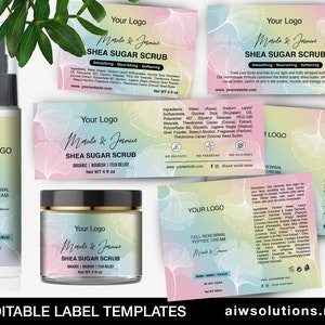 Editable Sticker Label, Scrubs & Bath Label, Body Wash Label, Milk ...