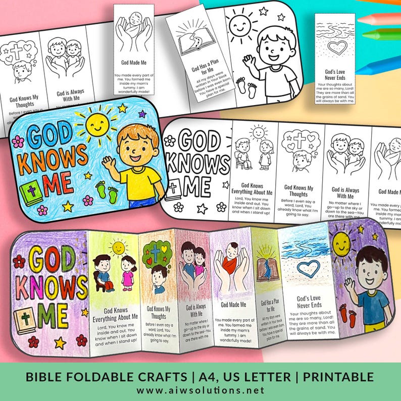 God Knows Me Foldable Craft Printable, Psalm 139 Bible Craft, Bible ...