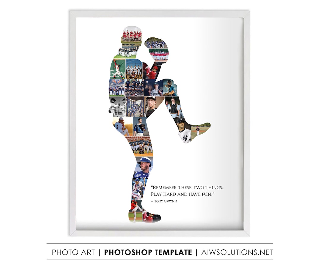 Baseball Photo Collage,baseball Player Art Template, Gift for Coach ...