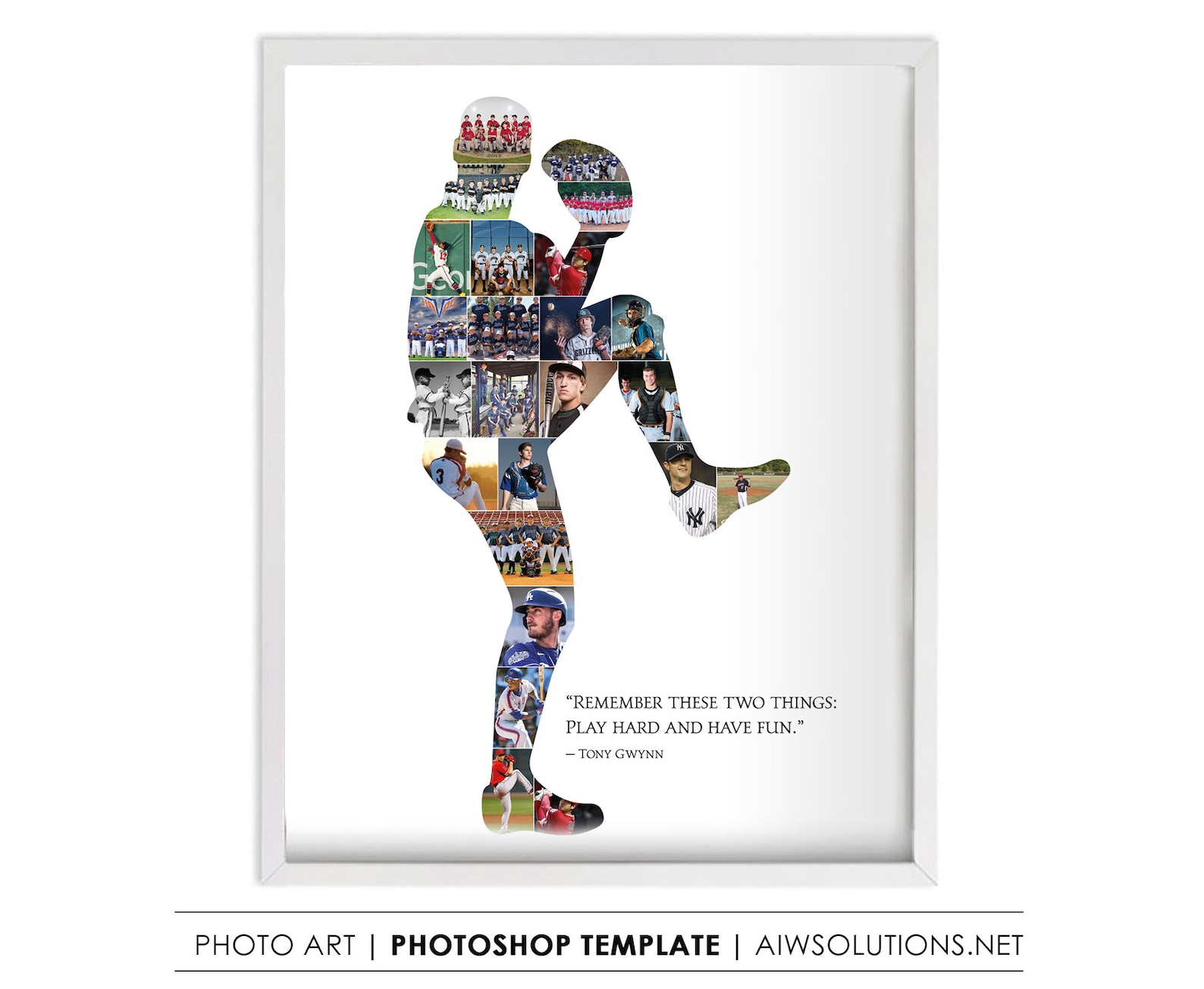 Baseball Photo Collage,baseball Player Art Template, Gift for Coach ...