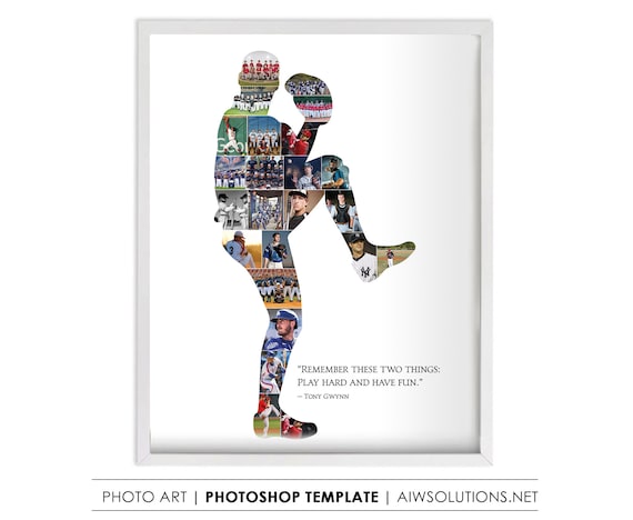 Baseball Photo Collagebaseball Player Art Template Gift for - Etsy
