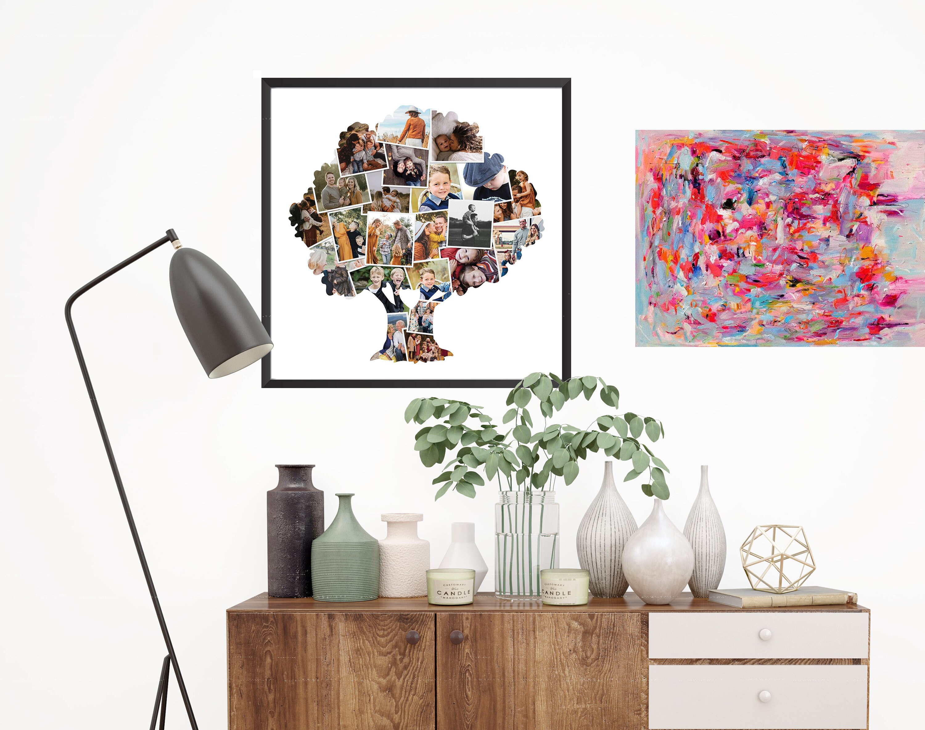 Tree Shape Photo Collage Template Modern Genealogy Photo - Etsy Canada