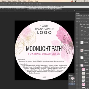 Round Label Template,cosmetics Label, Scrubs & Bath Label, Body Wash ...