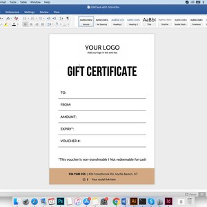 Simple Gift Voucher Template, Gift Certificates Word Template, Gift ...