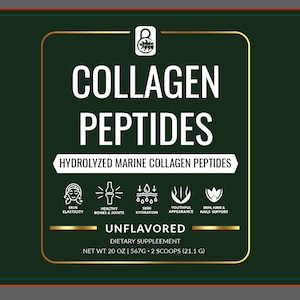 Collagen Label Template, Dark Green Color Style Label Template , Beauty ...