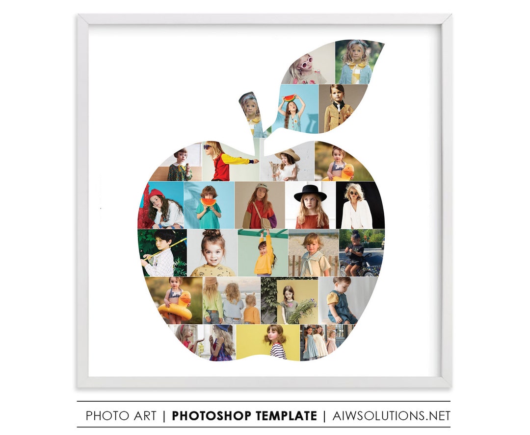 Apple Photo Collage Template, Nursery Wall Art, Kid Bedroom Decor ...