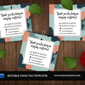 Square Business Mini Tags , Square Tags, Gift Tags, Pink Glitter and ...