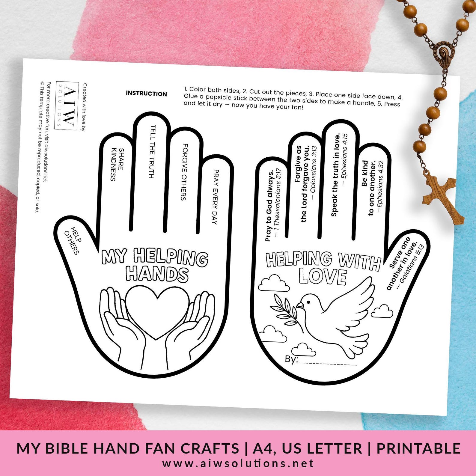 Bible Hand Fan Craft: Helping Hands Printable (PDF) | Christian Kids ...