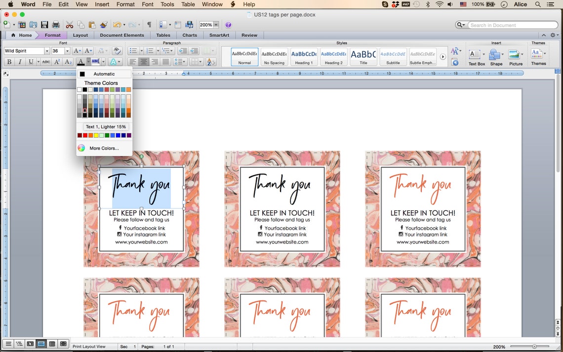 Small Business Mini Tags Square Tags Gift Tags Pink Flower - Etsy