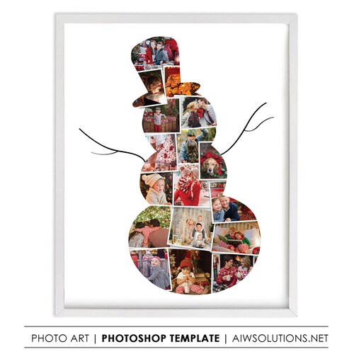 Christmas Tree Shape Photo Collage Template Noel Theme Photo - Etsy