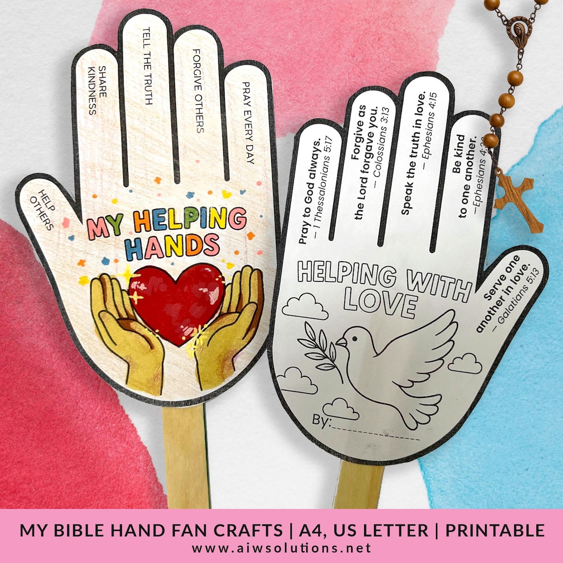 Bible Hand Fan Craft: Helping Hands Printable (PDF) | Christian Kids ...