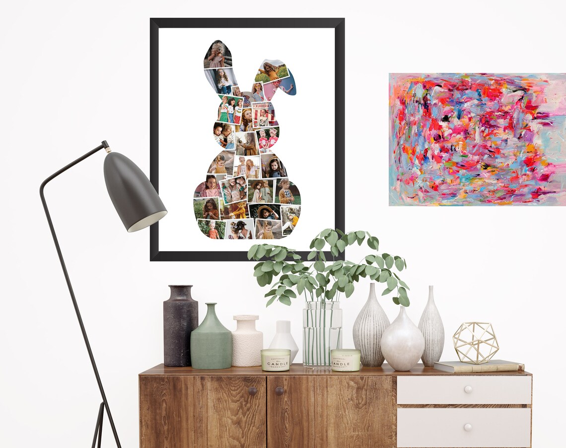 Hare Shape Photo Collage, Rabbit Shape Photo Collage, Easter Bunnies ...