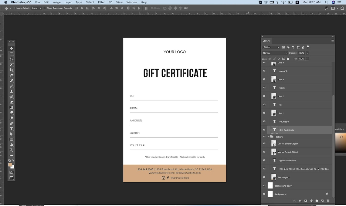 Simple Gift Voucher Template Gift Certificates Word Template | Etsy