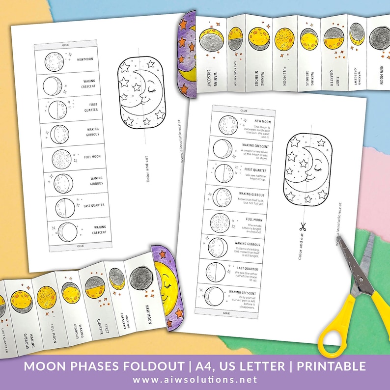 Phases of the Moon Craft,printable Moon Phases,moon Foldable Activity ...