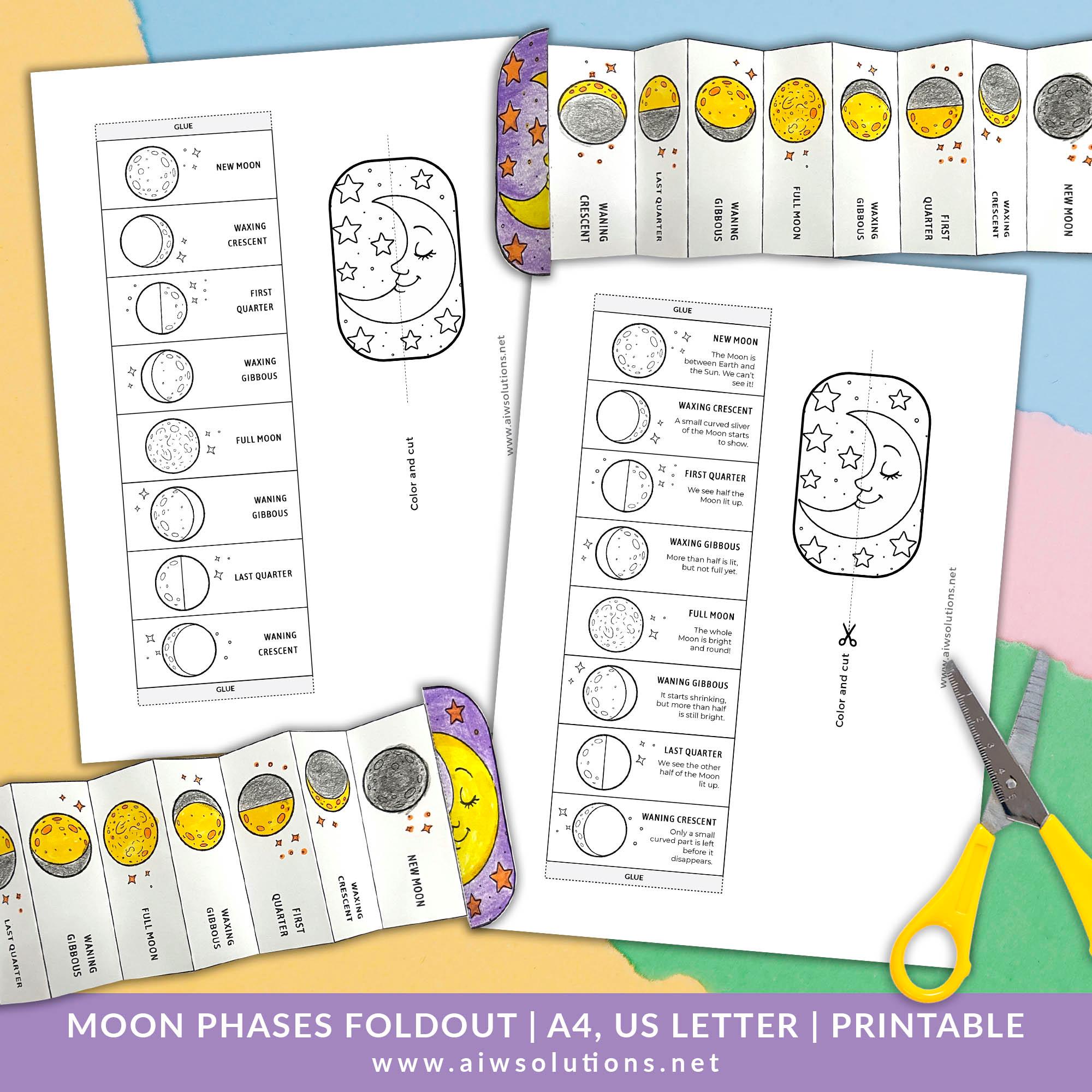 Phases of the Moon Craft,printable Moon Phases,moon Foldable Activity ...