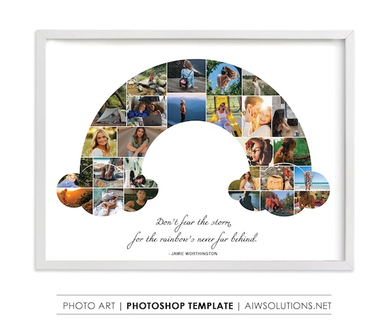 Rainbow Photo Collage Template Rainbow Shape Rainbowart - Etsy