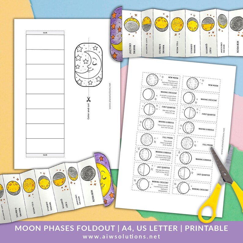 Phases of the Moon Craft,printable Moon Phases,moon Foldable Activity ...