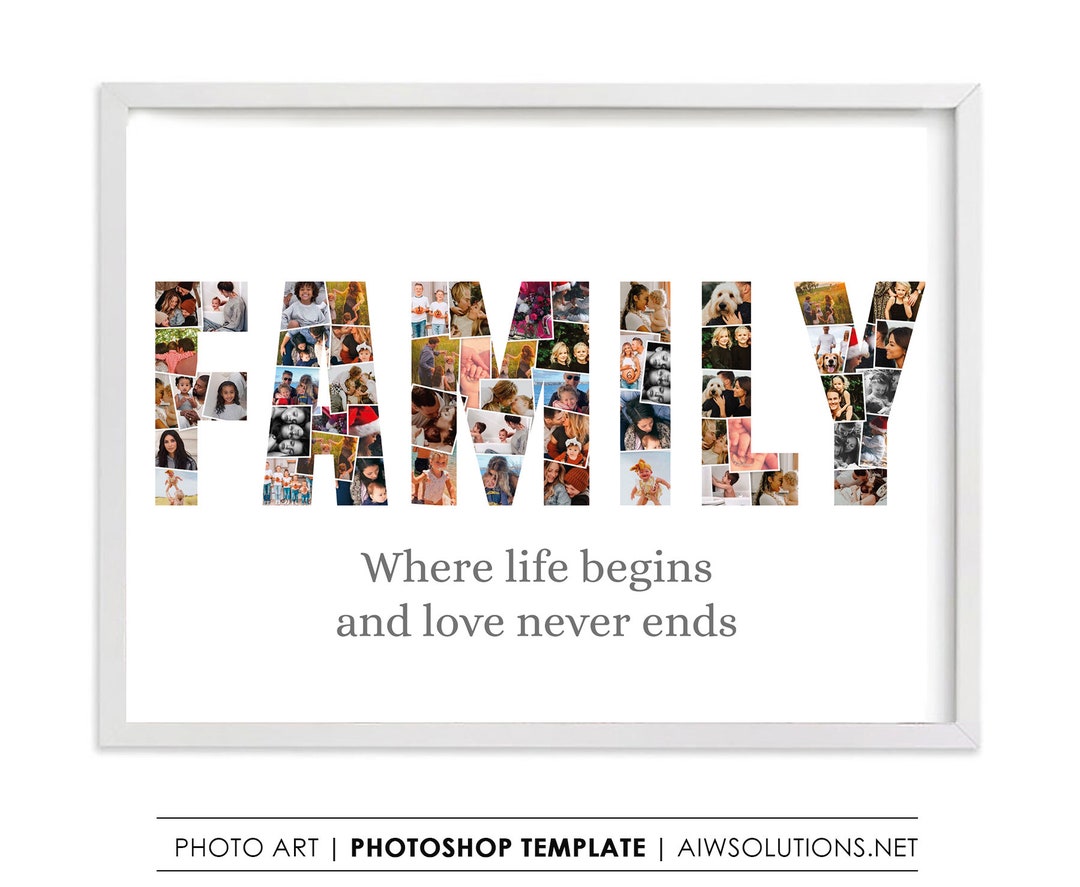 Family Photo Collage Template, Family Art Gift, Gift for Mom, Gift for ...