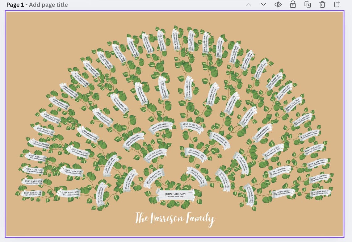 Leaf Design Family Tree Template, Canva Family Tree With Leaf 6 ...