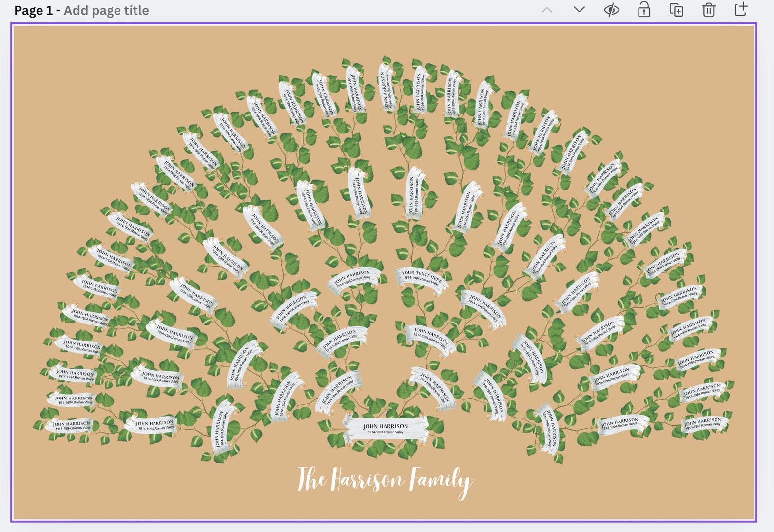 Leaf Design Family Tree Template, Canva Family Tree With Leaf 6 ...