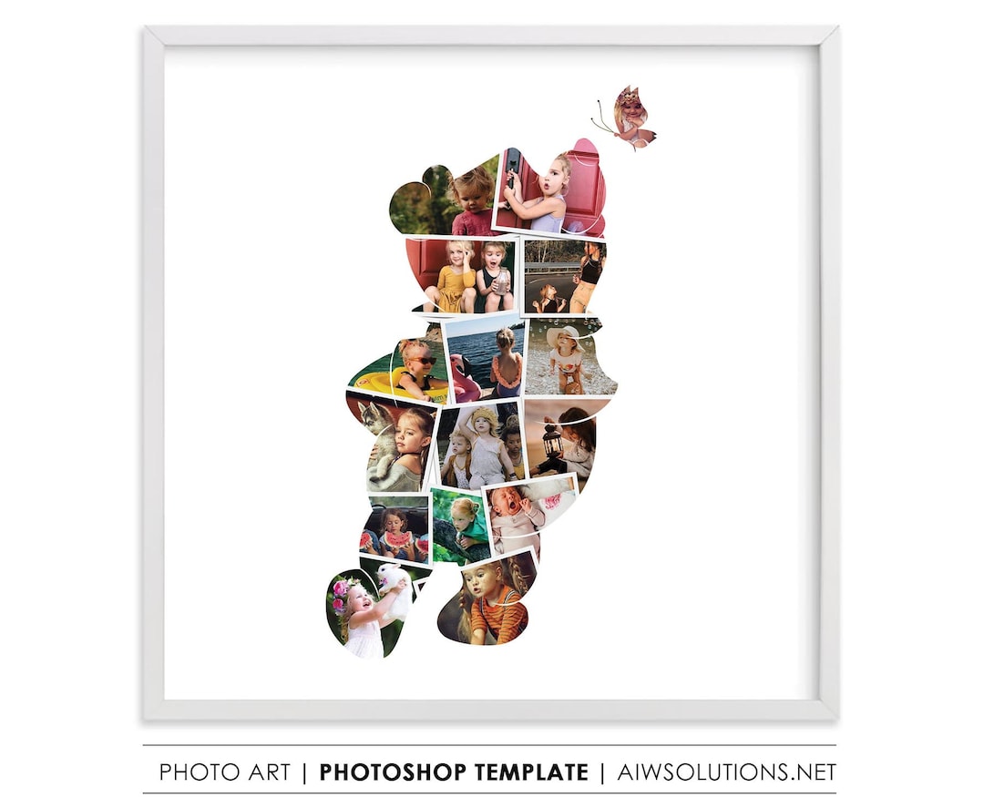 Pooh Bear Photo Collage Template, Cartton Animal Shape, Cartoon Animal ...