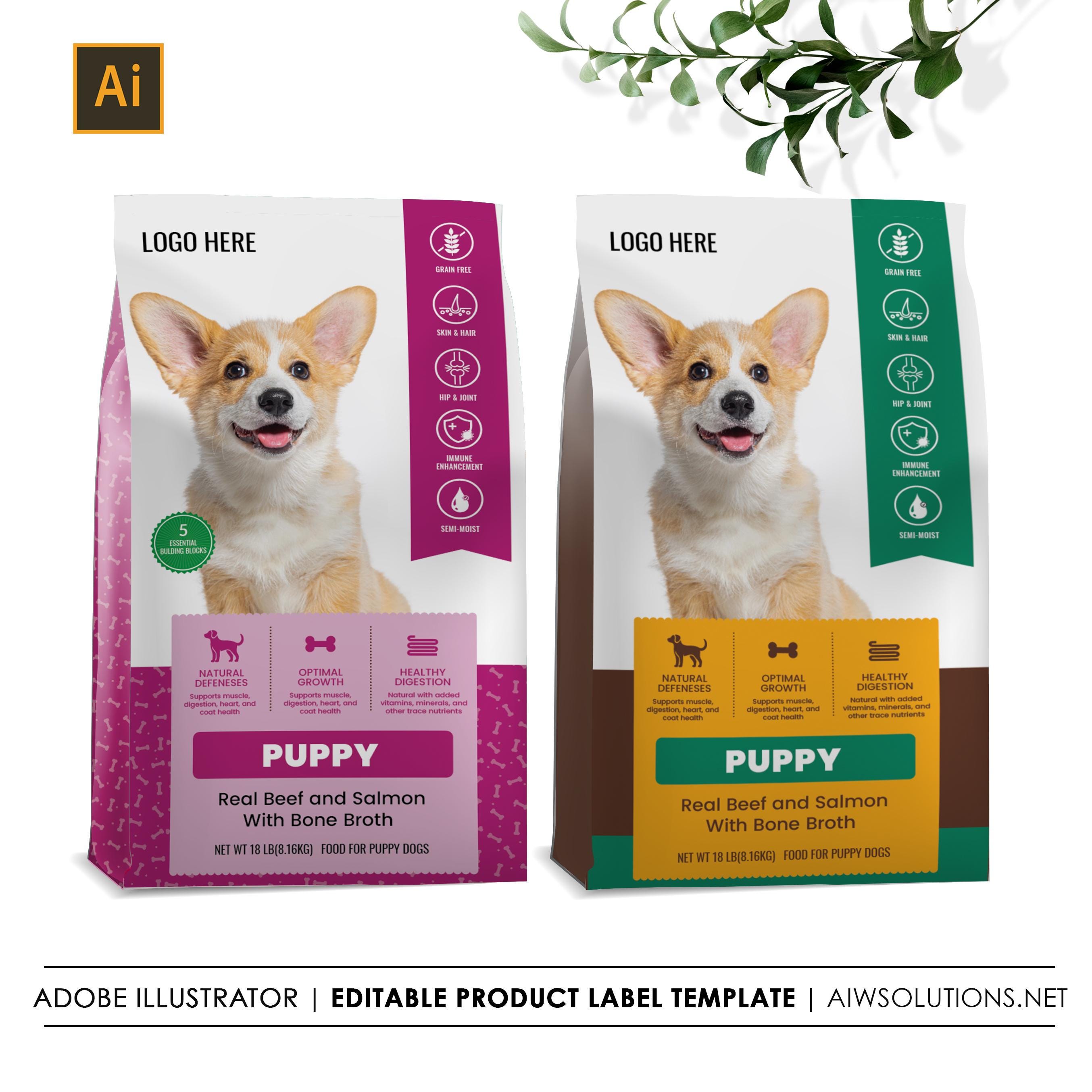 Puppy Food Packaging Template, Pet Food Bag Design Template ...