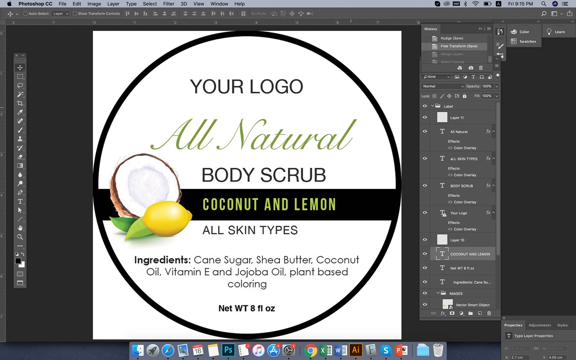 Editable Labels Natural Body Scrub Label Scrubs & Bath | Etsy Canada