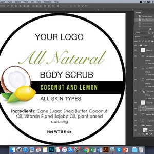 Editable Labels, Natural Body Scrub Label, Scrubs & Bath Label ...